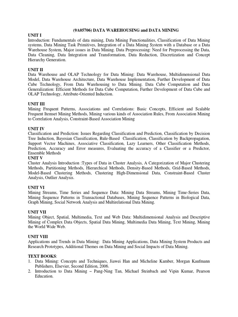 Data Mining Theory Syllabus | PDF | Statistical Classification ...