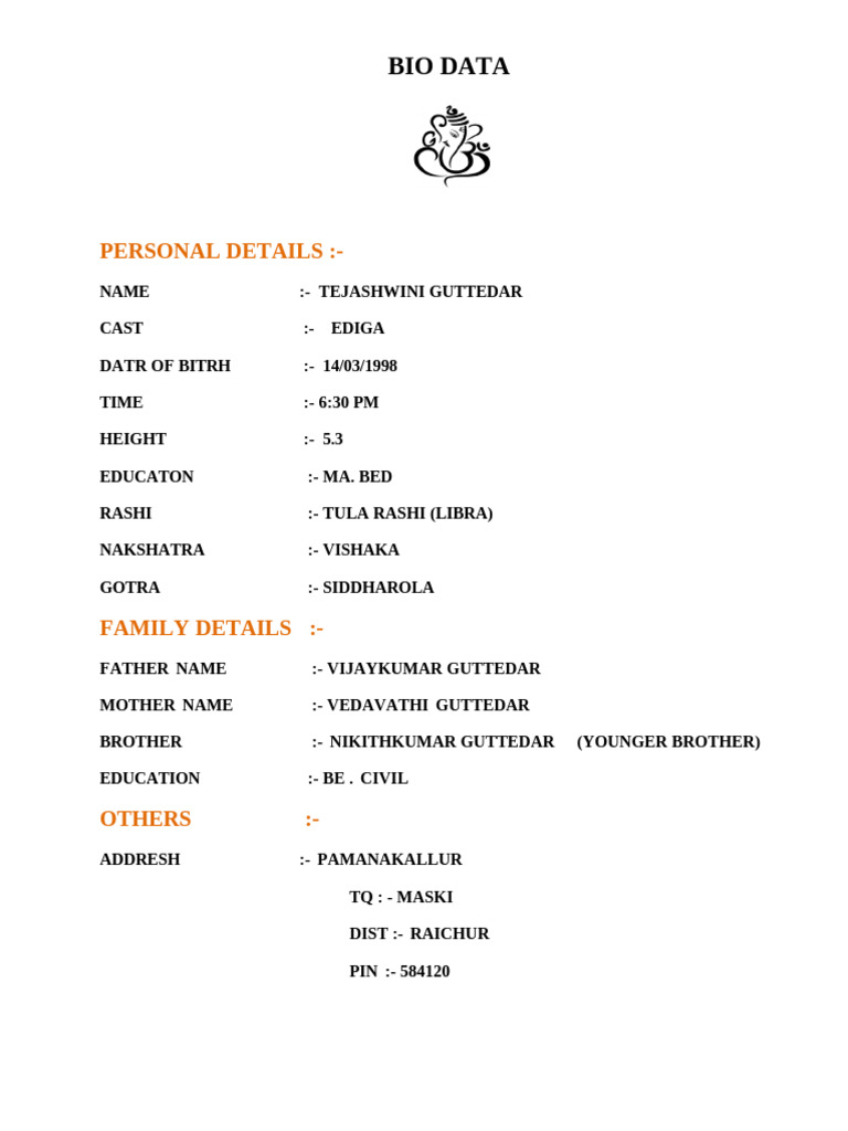 Bio Data T-2515 | PDF