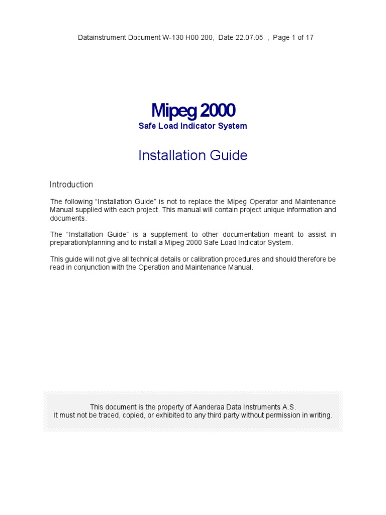 Mipeg 2000 Installation Guide | PDF
