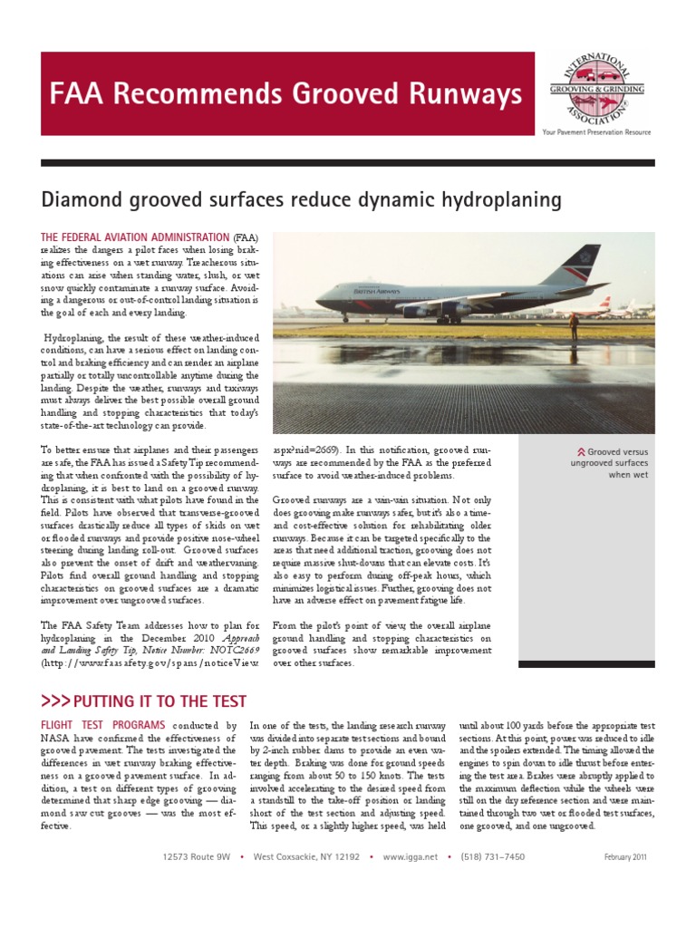 FAA Endorses Grooved Runways | PDF | Runway | Road Surface