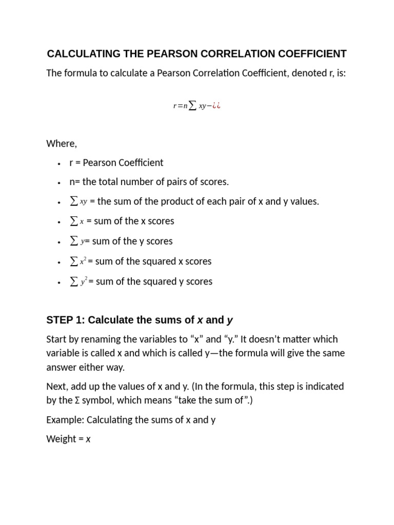 Calculating The Pearson Correlation Coefficient | PDF | Data Analysis ...