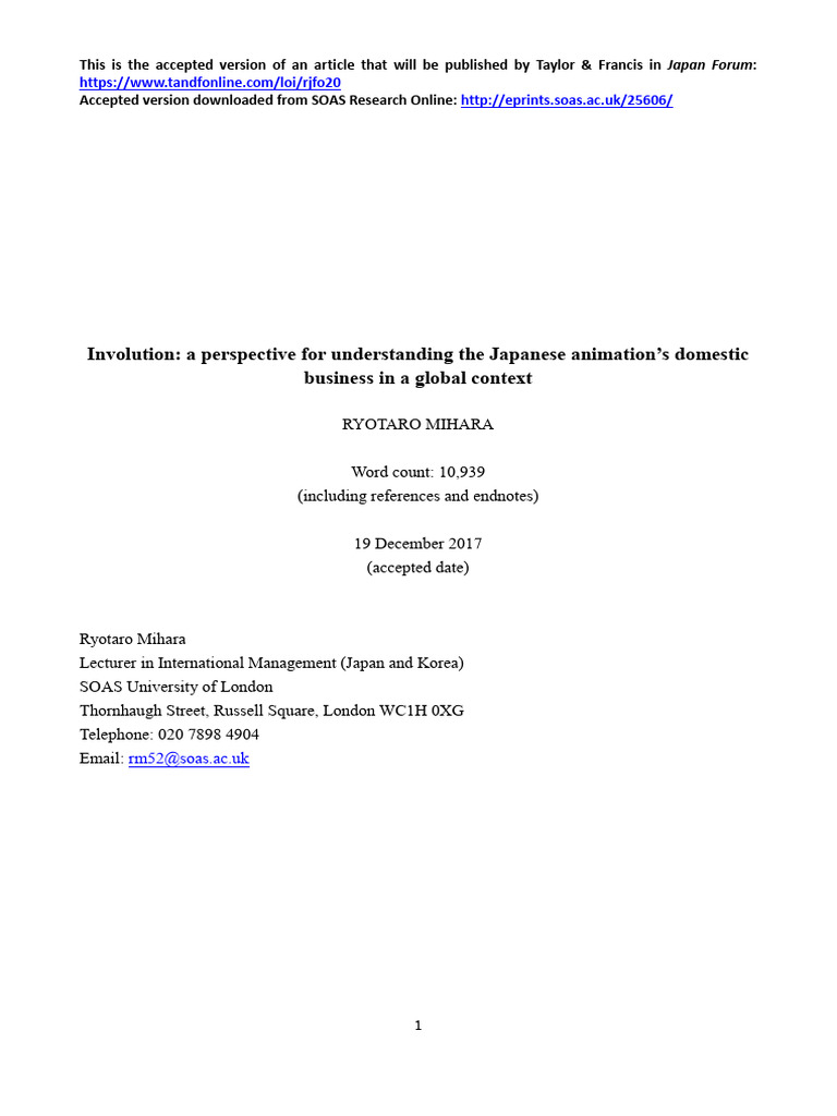 Mihara Involution A Perspective For Understanding The Japanese ...
