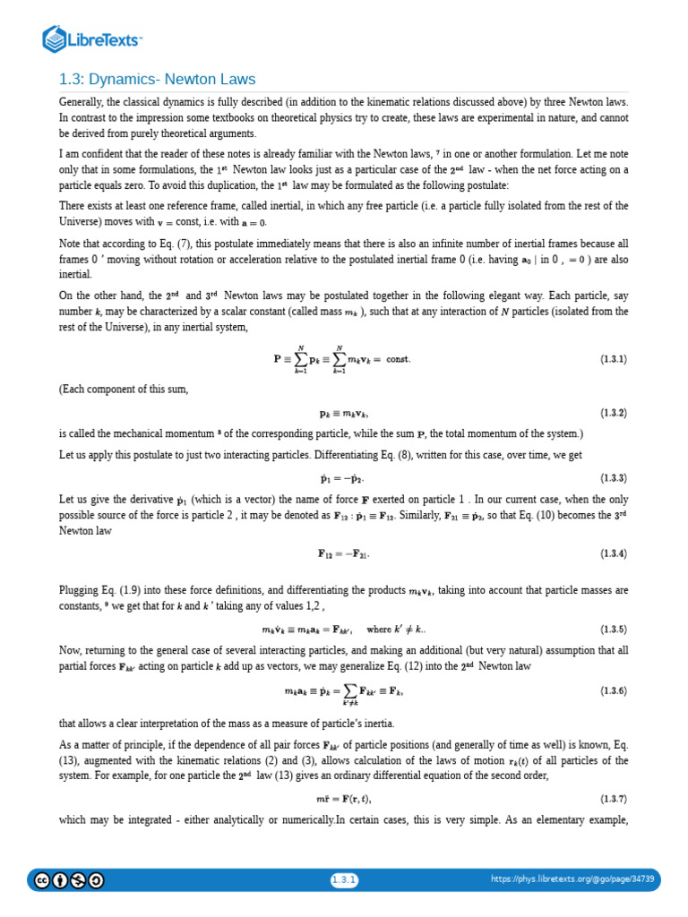 1.03 Dynamics - Newton Laws | PDF | Force | Newton's Laws Of Motion