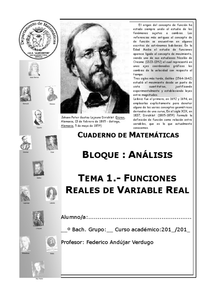 Cuaderno de Analisis Tema 1 Funciones Reales de Variable Real | PDF | Función (Matemáticas ...