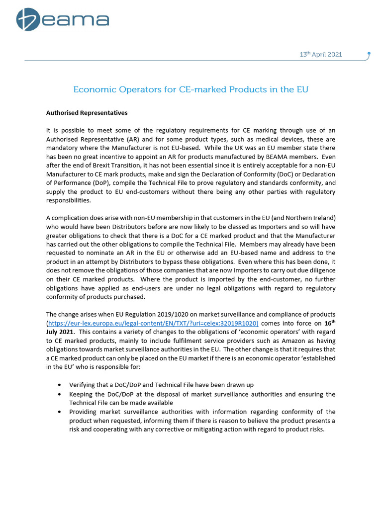 Authorised Representatives in The EU 10 | PDF | Business