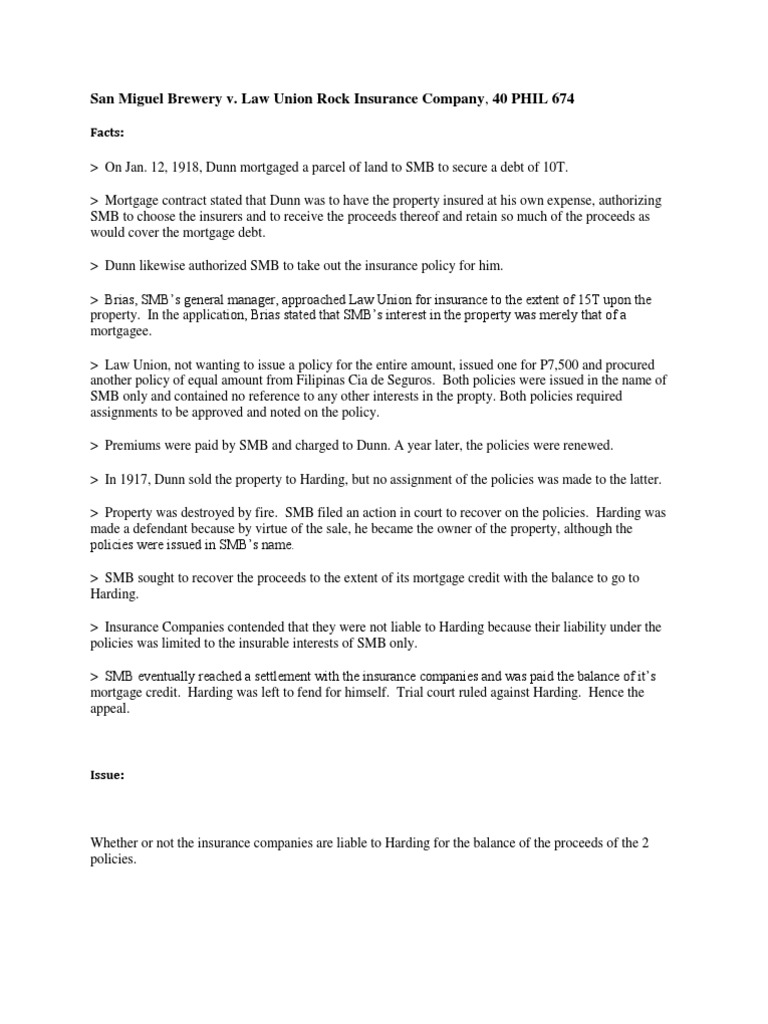 Cases Insurance | PDF | Mortgage Law | Insurance