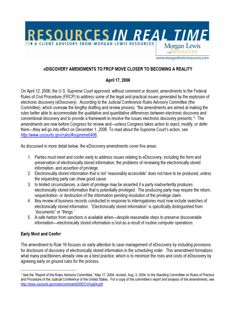 e Discovery Article and Text | PDF | Discovery (Law) | Foreign ...