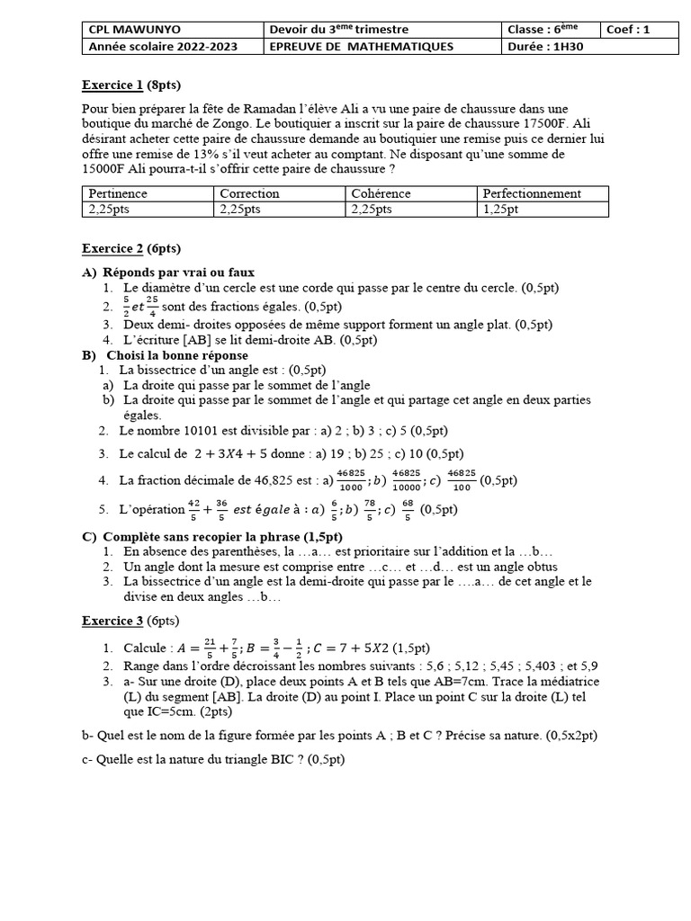 MATHS 6ème | PDF | Géométrie | Géométrie euclidienne