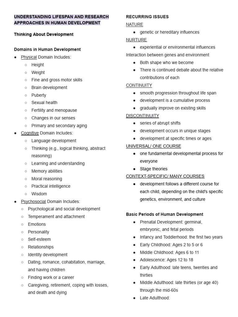 Understanding Lifespan and Research Approaches in Human Development ...