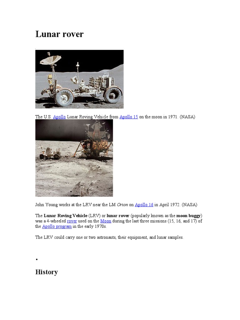 Lunar Rover | PDF | Apollo Program | Exploration Of The Moon