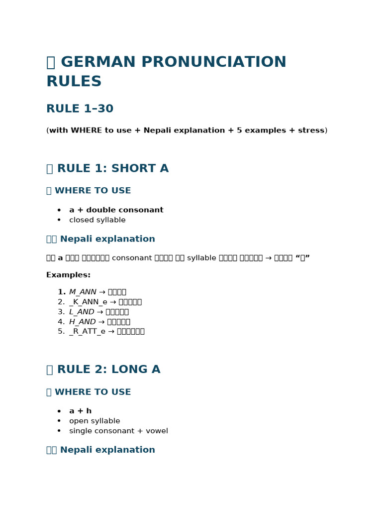 ? German Pronunciation Rules | PDF
