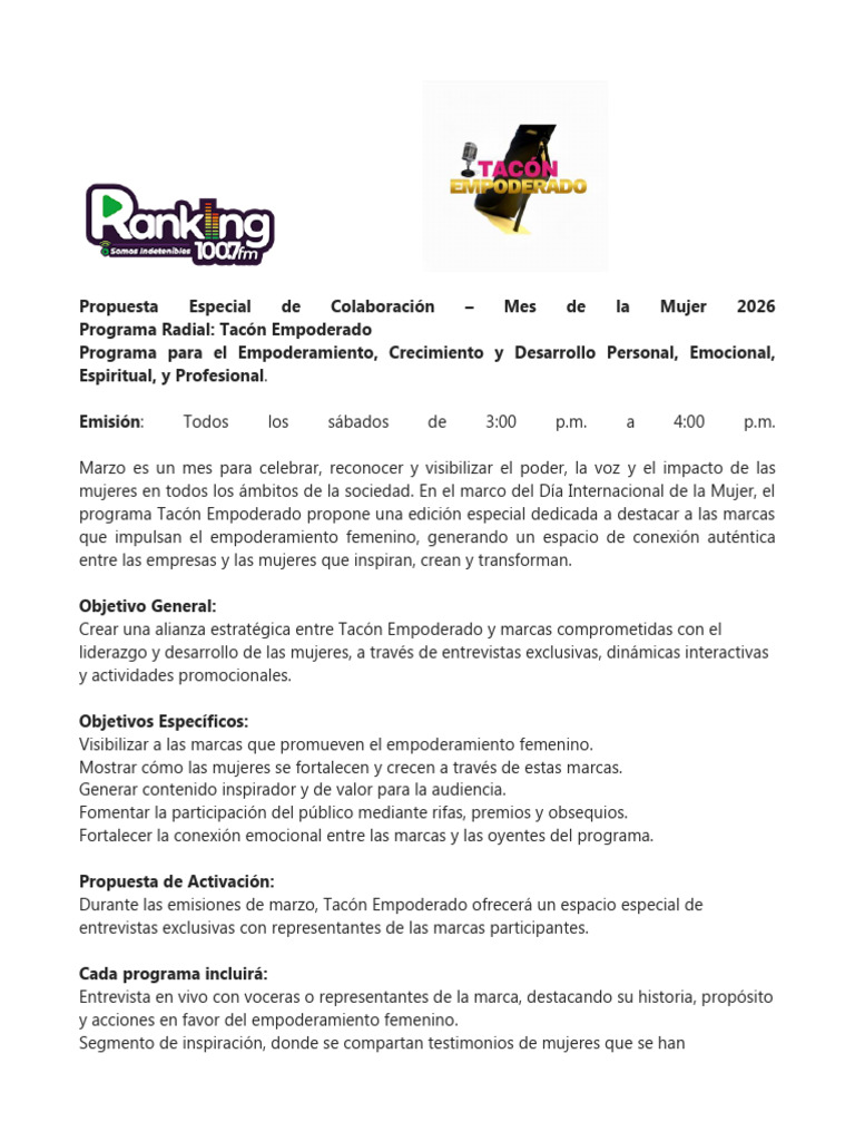 Propuesta Especial de Colaboración Tacon Empoderado | PDF | Empoderamiento