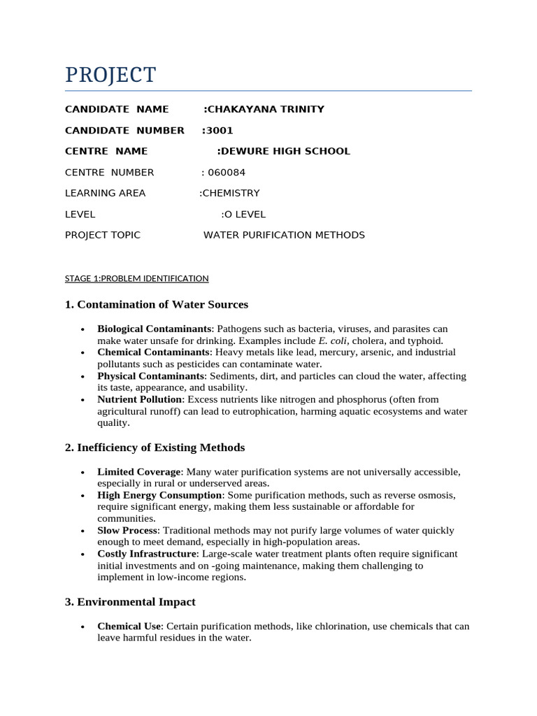Chemistry Project 2 | PDF | Water Purification | Desalination