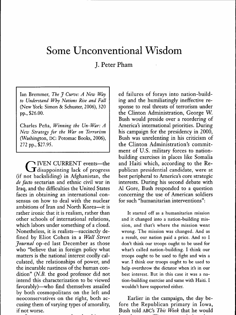 Some Unconventional Wisdom | PDF | George W. Bush | American Government