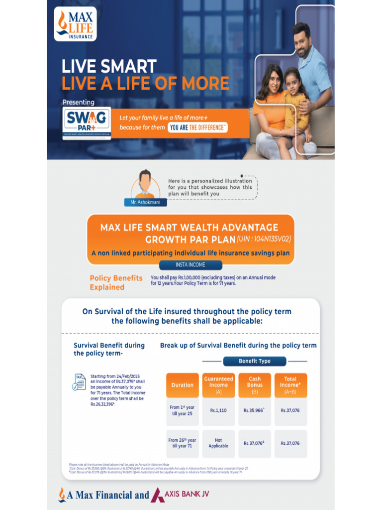 ASHOK SWAG PAR INSTA INCOME ADVANCED 12 PAY | PDF | Life Insurance ...