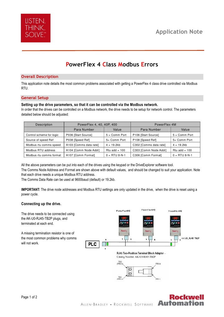 PowerFlex 4 Class Modbus Errors - 1 | PDF | Bit Rate | Information And ...