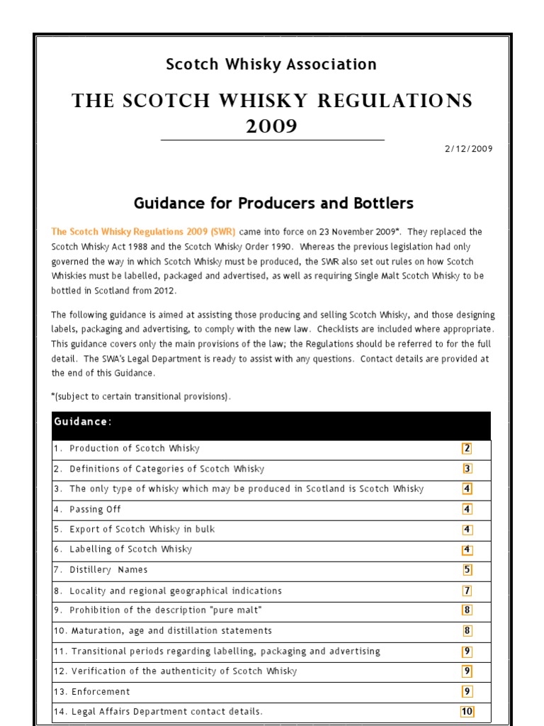 Scotch Whisky Reg Guidance 2009 | PDF | Scotch Whisky | Whisky