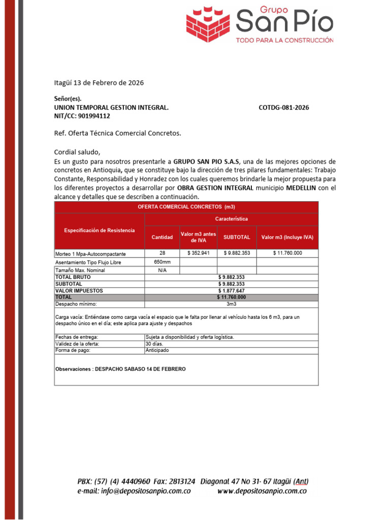 Dg-081-Union Temporal Gestion Integral (Medellin) | PDF