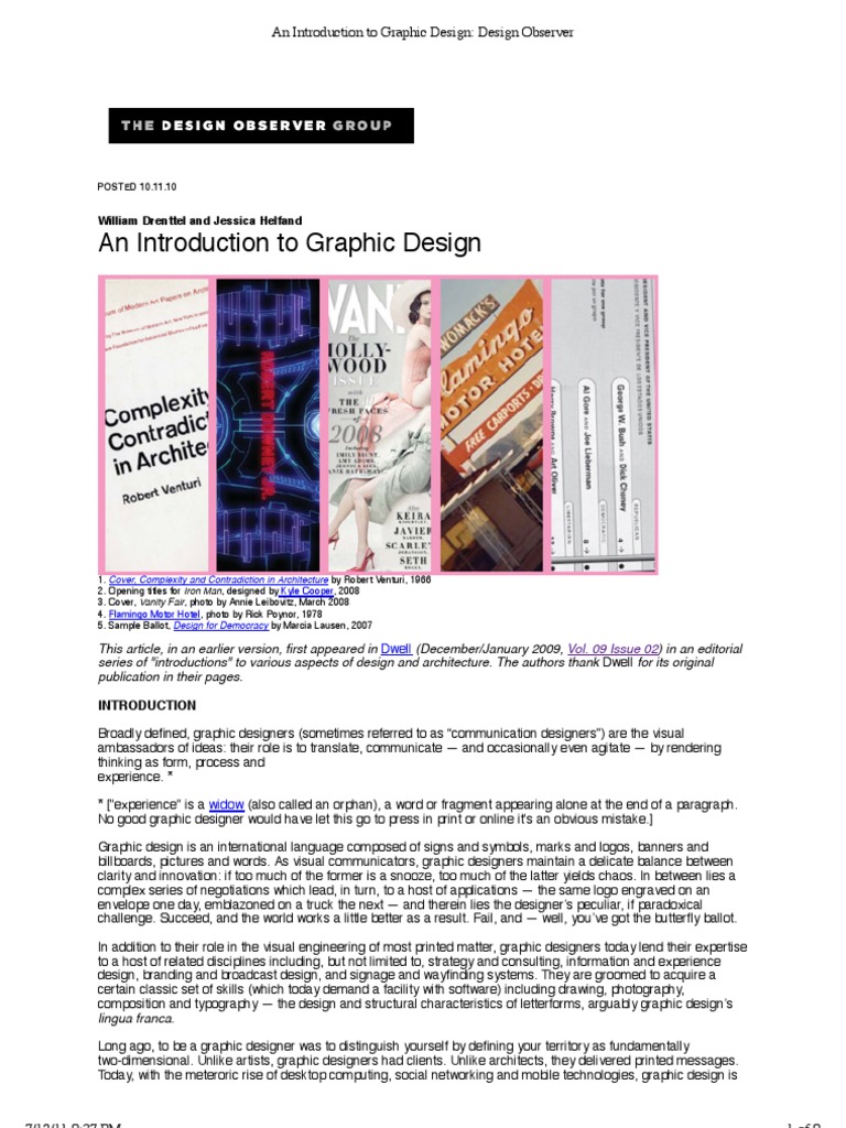 An Introduction To Graphic Design: Design Observer PDF | PDF ...