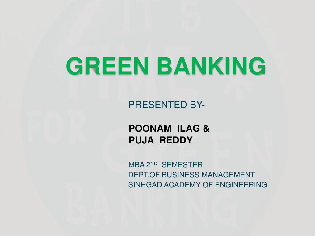 Green Banking Presentation | Banks | Sustainability
