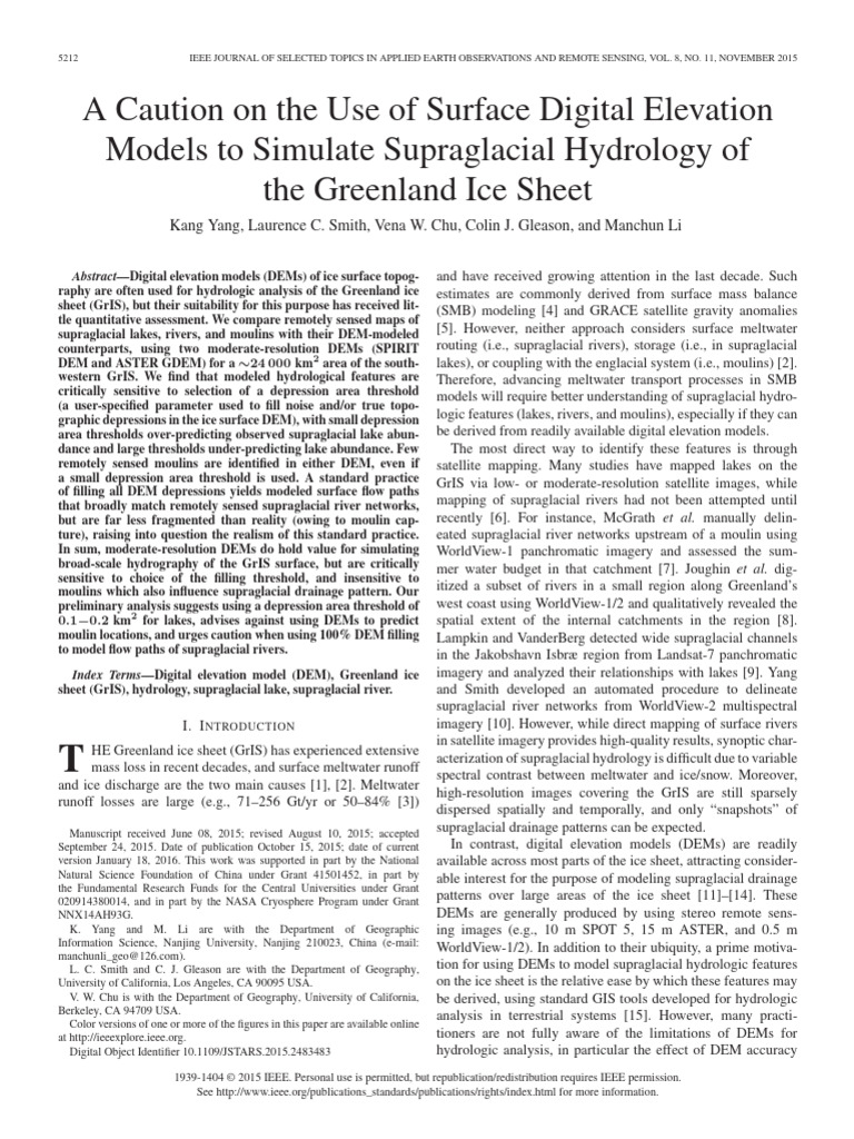A Caution On The Use of Surface Digital Elevation Models To Simulate ...