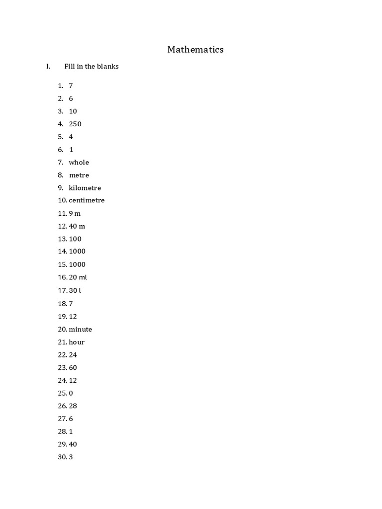 Maths Revision Answer Key Annual Examination | PDF | Division ...