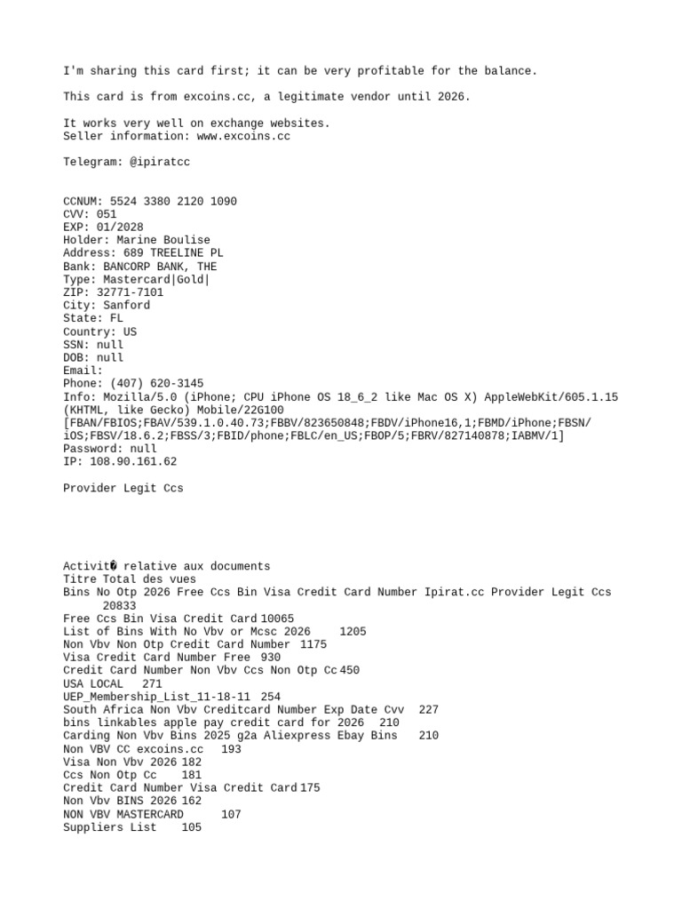 Provider Legit Ccs Bins No Ot 2026 | PDF