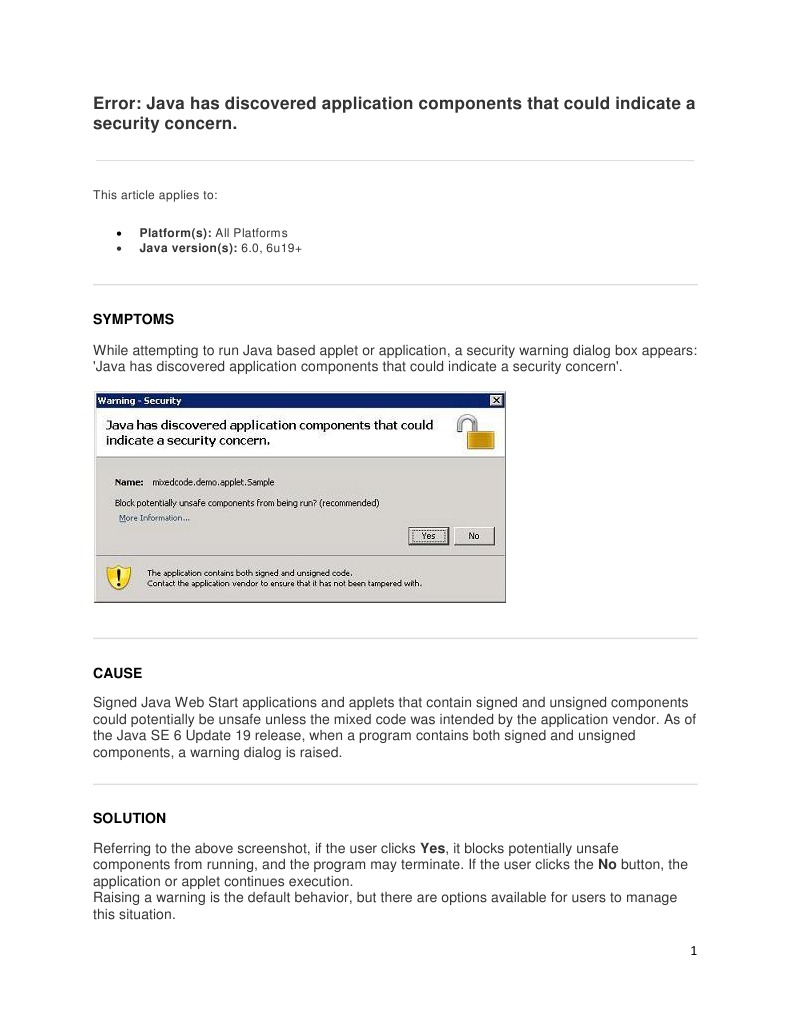 Error: Java Has Discovered Application Components That Could Indicate A ...