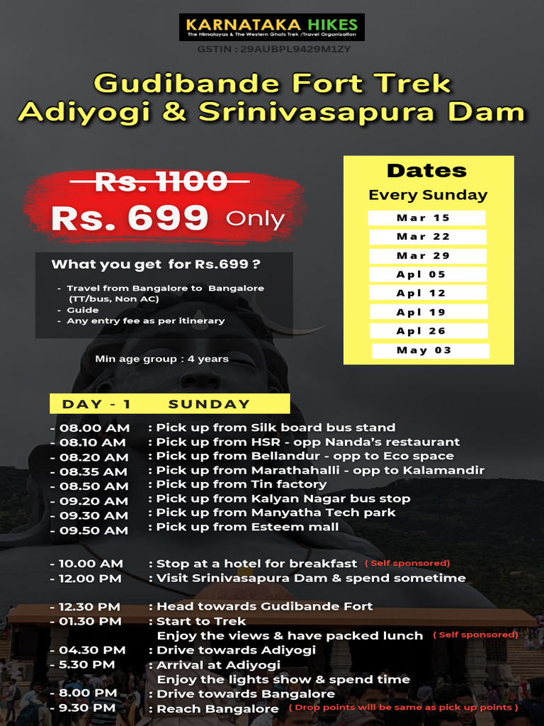 Adiyogi Gudibande Karnataka Hikes | PDF