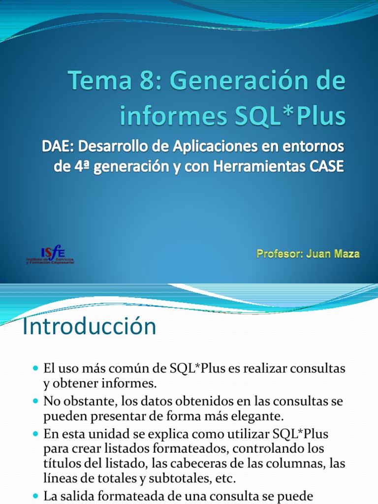 Informes SQL Plus | PDF | SQL | Comillas