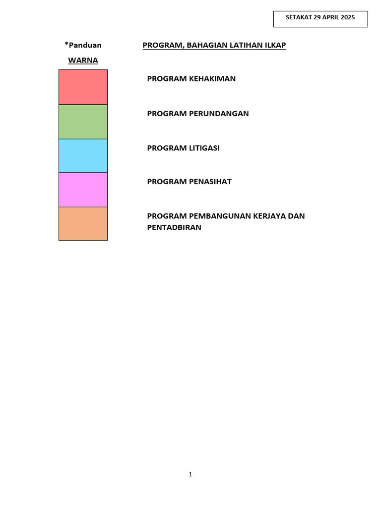 Jadual Program Latihan Ilkap 2025 Setakat 29.4.2025 | PDF