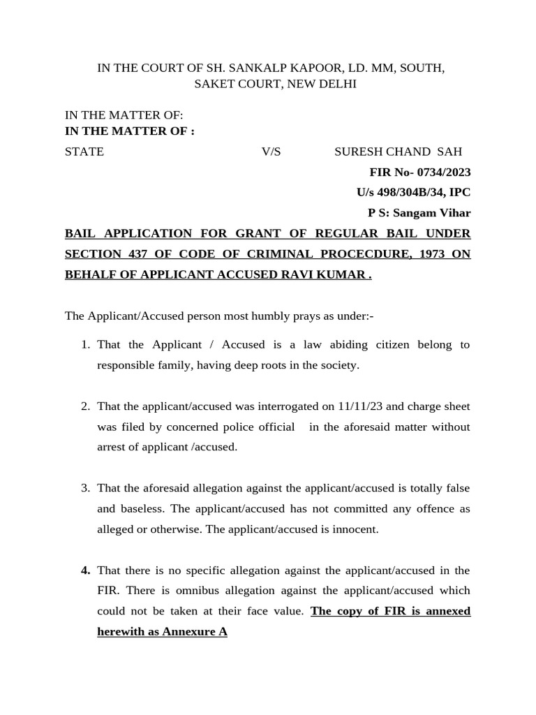 BAIL Application 437 of Suresh Chand Sah | PDF | Bail | Criminal ...