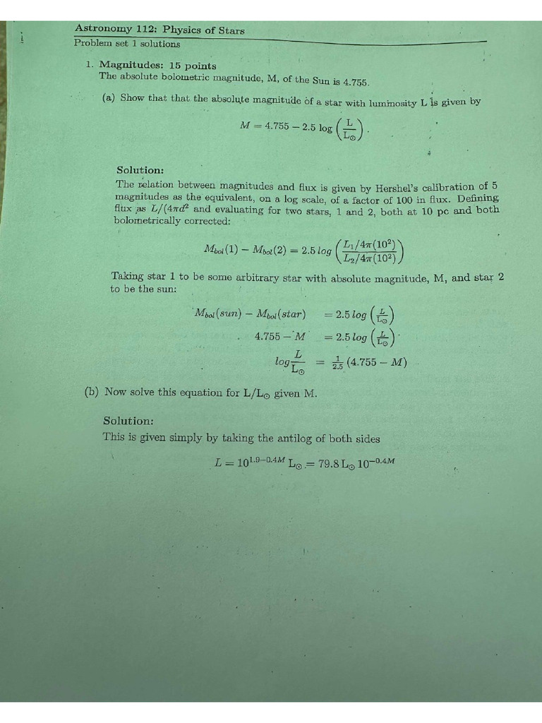 Astronomy Tutorial Q 1 | PDF