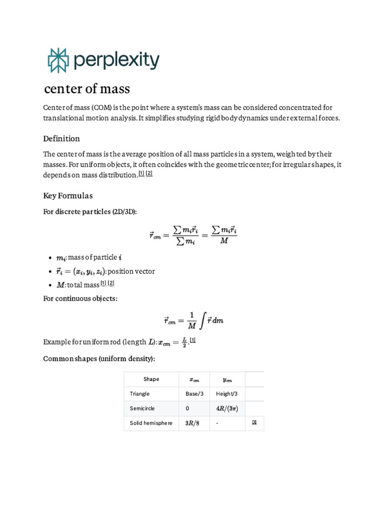 Center of Mass | PDF