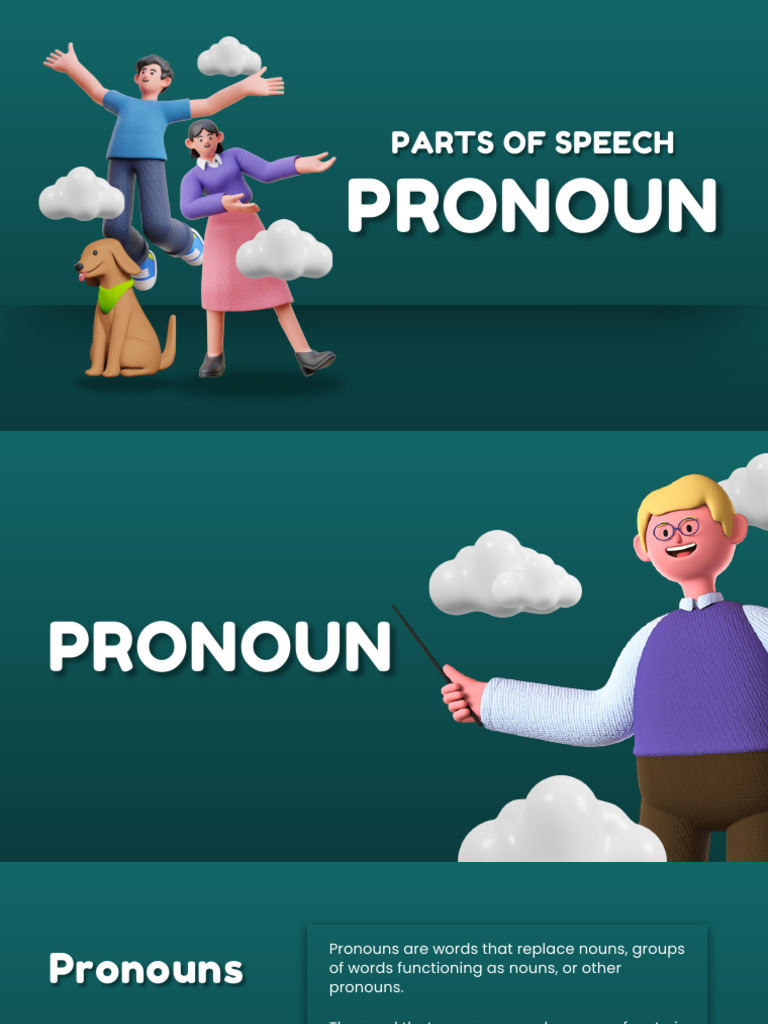Parts of Speech Pronoun Presentation | PDF | Pronoun | Grammatical Gender