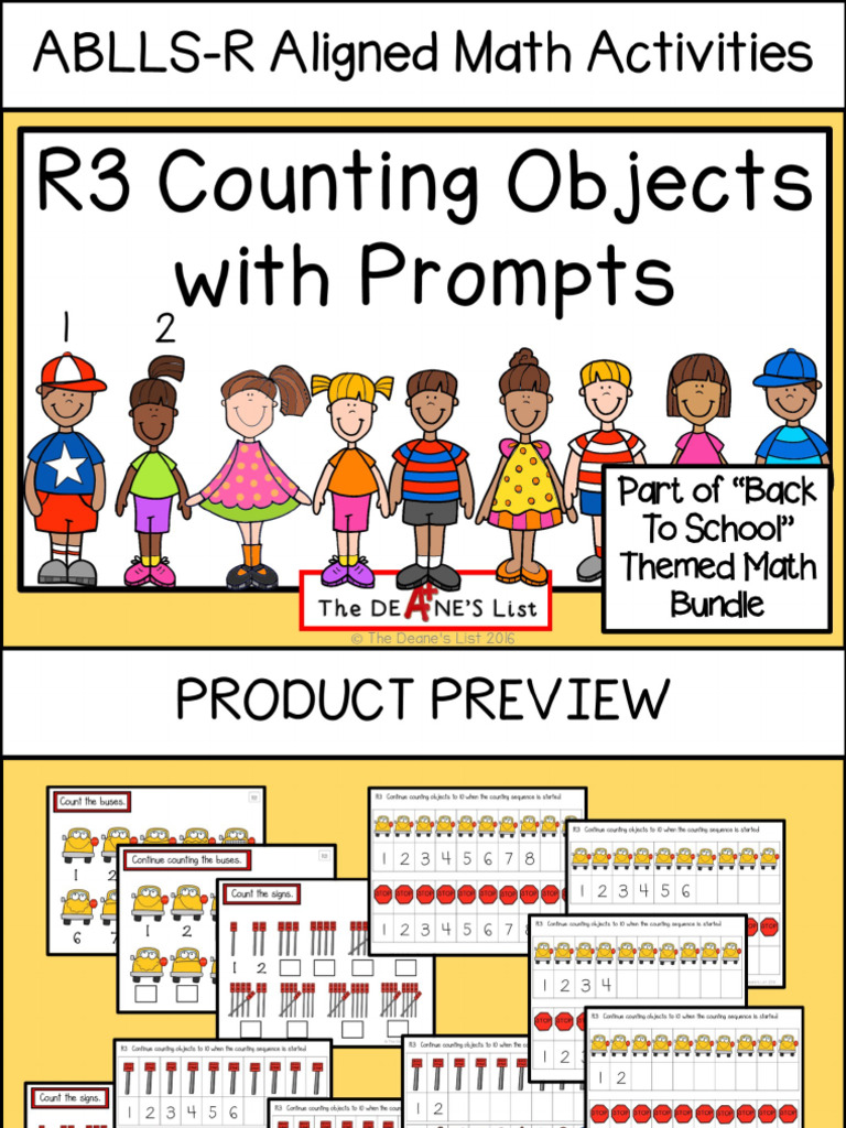 ABLLSRALIGNEDMATHACTIVITIESR3CountingObjectswithPromptsMathPractice 1 | PDF