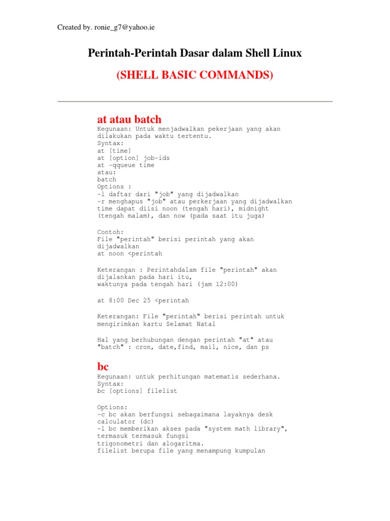 Perintah-Perintah Dasar Dalam Shell Linux | PDF