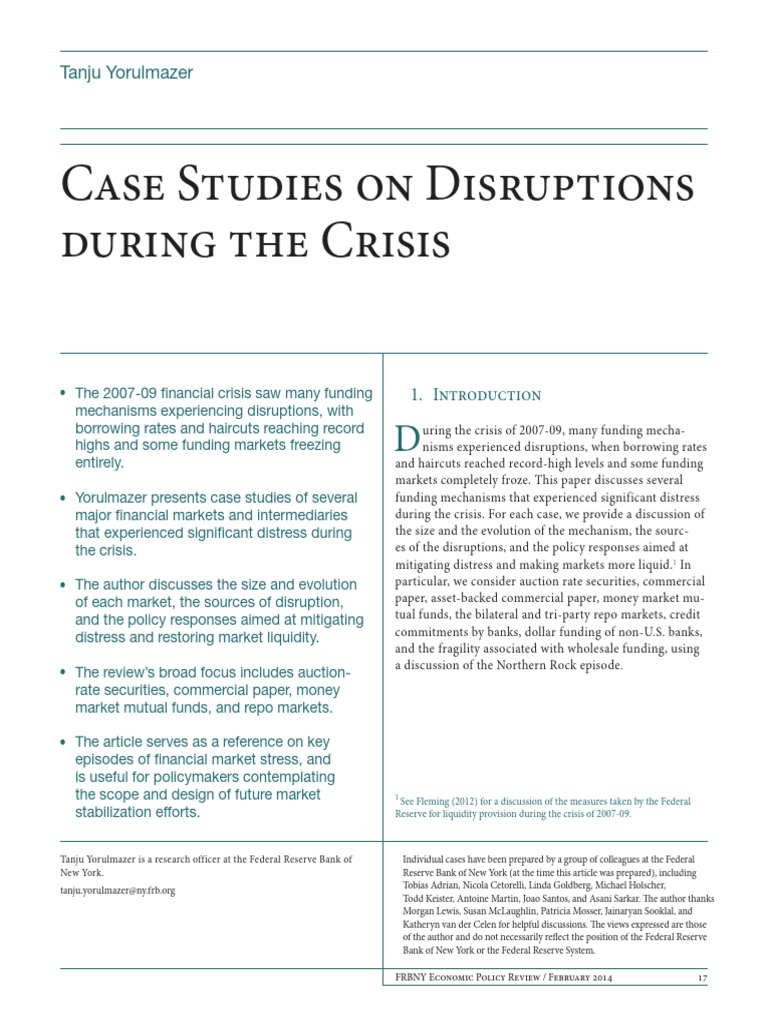 Disruptions Global Financial Crisis | PDF | Repurchase Agreement ...