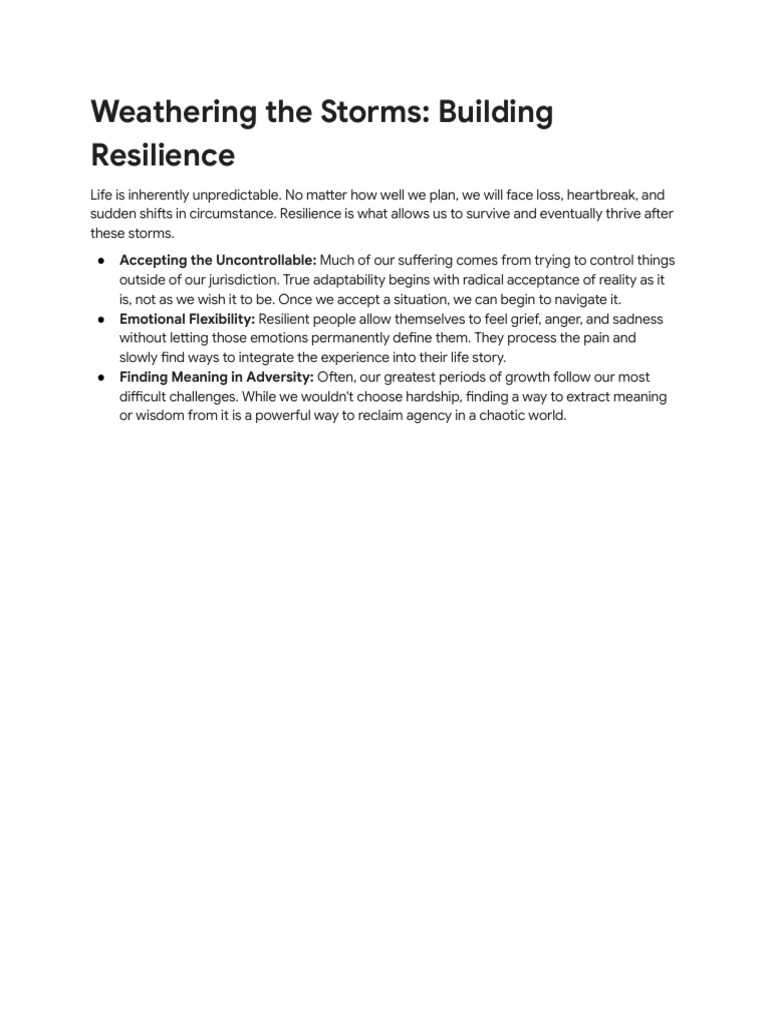Weathering The Storms - Building Resilience | PDF