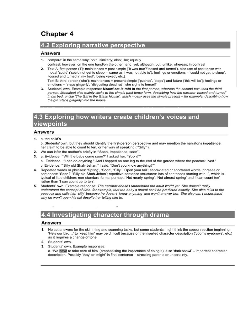 Grade 7 - Unit 4 Answer Key - Workbook | PDF