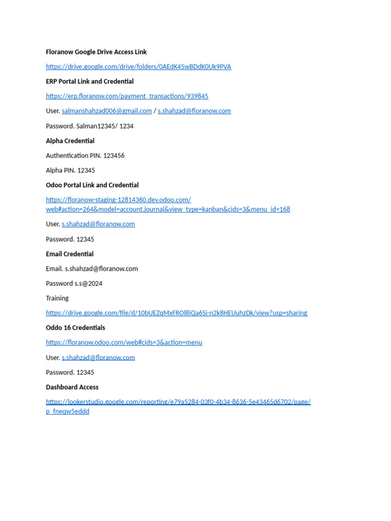 Floranow Credentials Detail | PDF