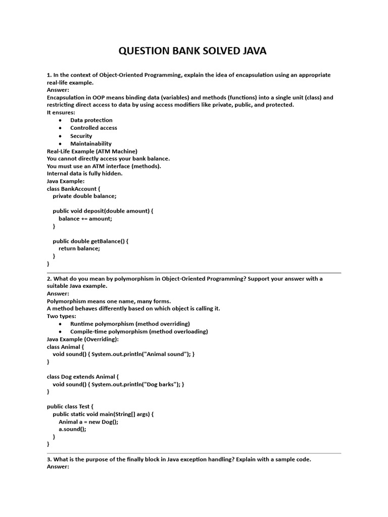 Question Bank Solved Java By Dinesh Ji Pdf Method Computer 1046