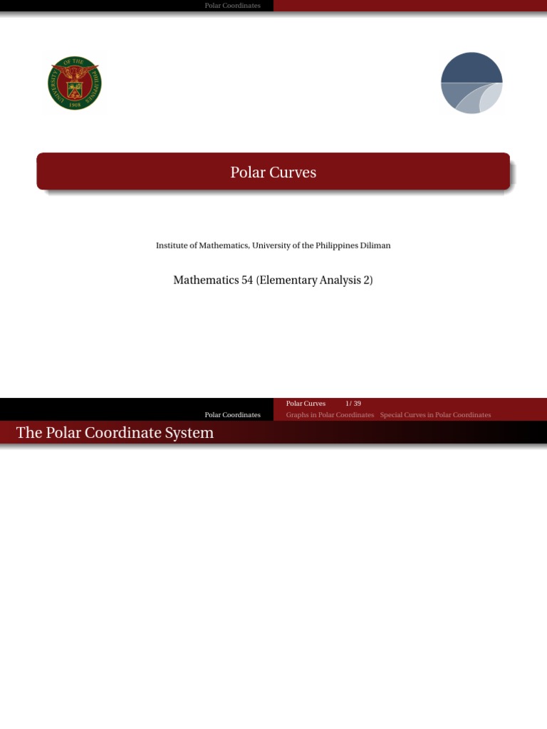Polar Coordinates for Math Students | PDF | Coordinate System | Circle