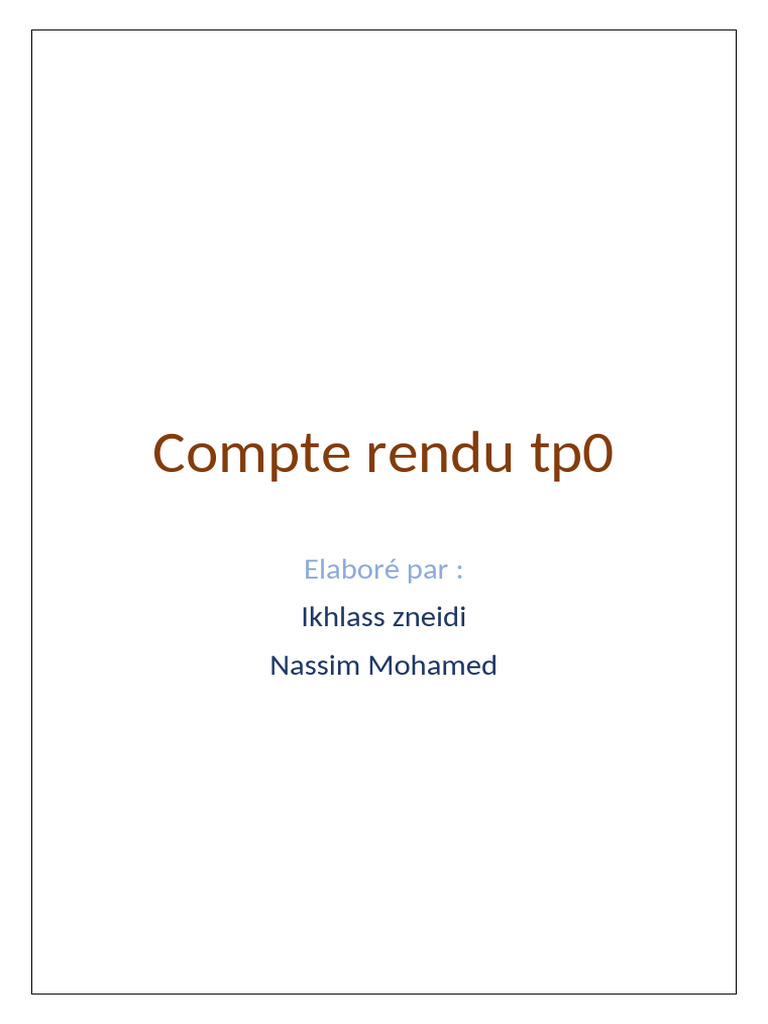 Compte Rendu Tp0 | PDF