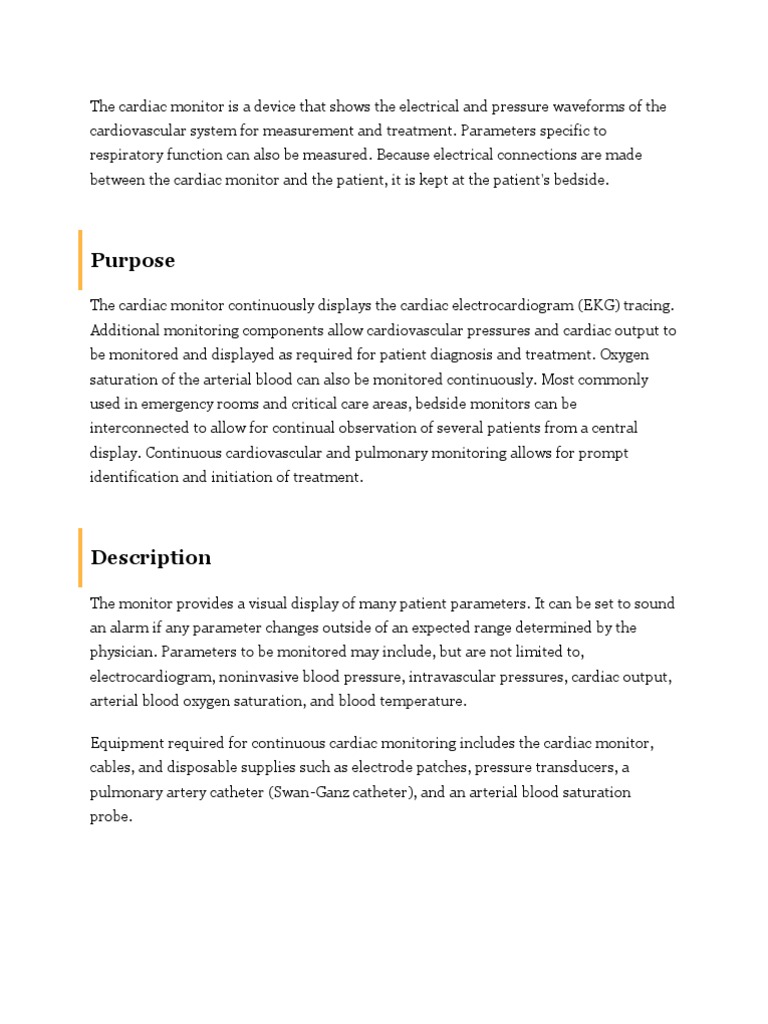 Cardiac Monitor | PDF | Monitoring (Medicine) | Heart