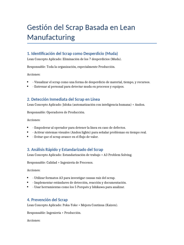 Gestion de Scrap Lean | PDF | Lean Manufacturing