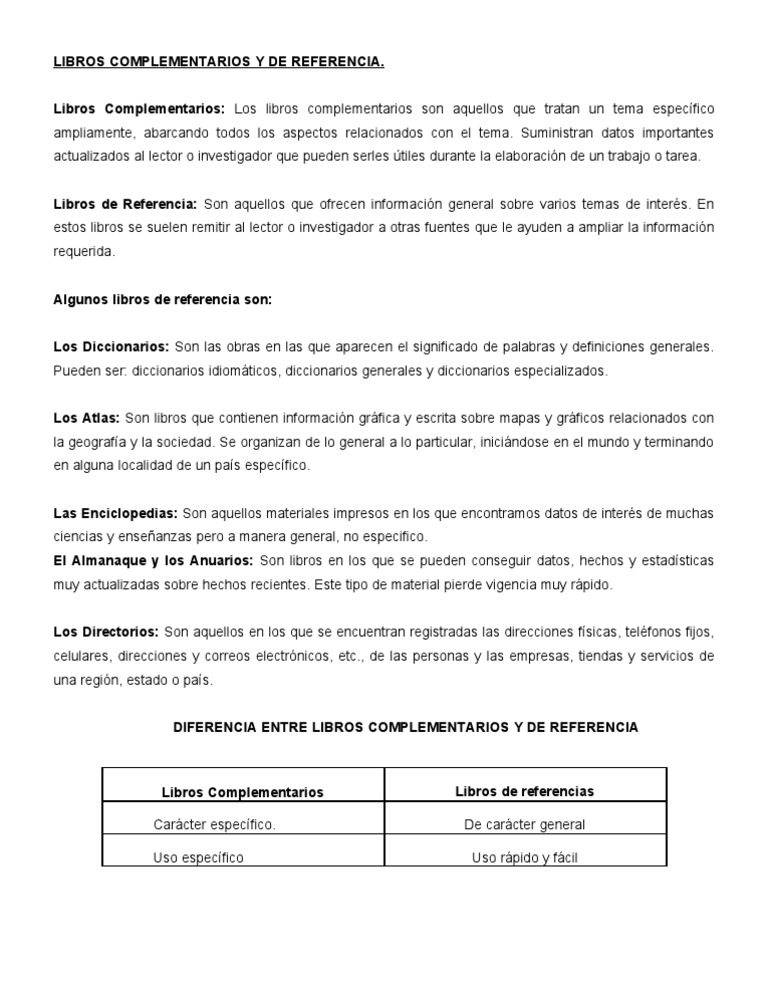 Libros Complementarios y de Referencia | PDF