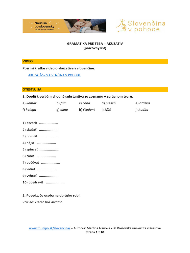 PL Gramatika Pre Teba Akuzativ | PDF