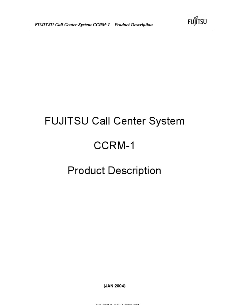 FUJITSU Call Center System CCRM-1 - Product Description | PDF ...