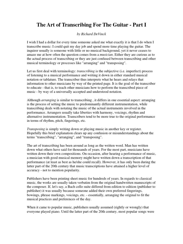 The Art of Transcribing | PDF | Musical Notation | Sheet Music